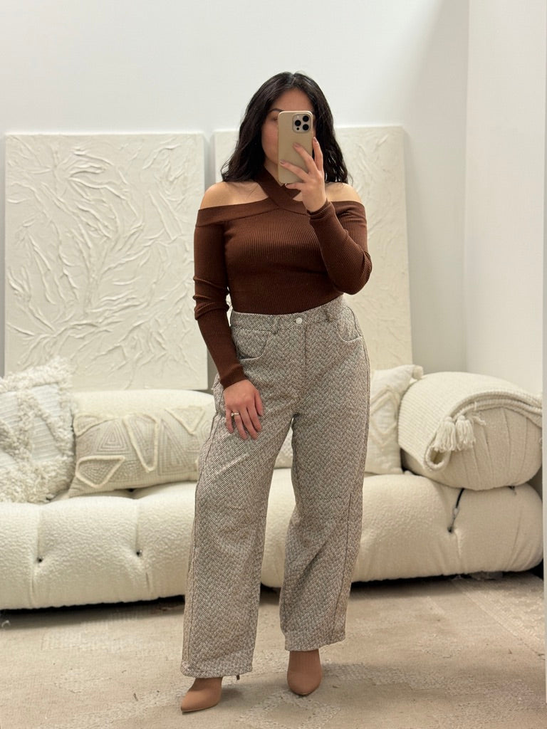 Mila Herringbone Barrel Pant – The Sweet Collective